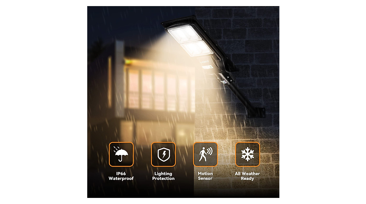 LANGY 120W Solar Street Lights - Motion Sensor & Remote Control