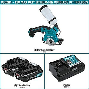 Makita CC02R1 12V MAX CXT Lithium-Ion Cordless Tile/Glass Saw Kit, 3-3/8"