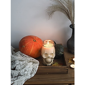 Gothic Skull Candle, Large Skull Candle Halloween Gothic Decorations for Home Table Bar Indoor Room,Scary Halloween Decorations Indoor White
