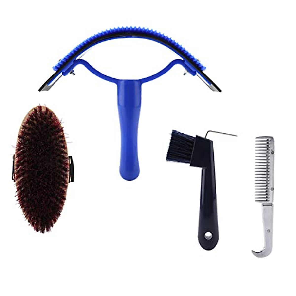 Horse Cleaning Tool Set, 10 Piece Horse Grooming Kit Assorted Hair and Curry Brushes, Hoof Pick, Sweat Scraper Horse Care Kit Equine Grooming Tool Set for Riders, Beginners, Knight, Equestrian