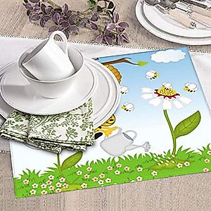 Funny Cute Bees Printed Drying Mat For Kitchen Ultra Absorbent Microfiber Dishes Drainer Mats Non-Slip Silicone Quick Dry Pad - 18 X 16inch