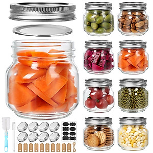 Sublaga Small Mason Jars 8 Pack 8oz/250ml with Regular Lids, Glass Canning Jars With Labels, Mini Glass Jars for Jam Jelly Spice Honey Herbs, Wedding Shower Favors Food Storage Candle Jars