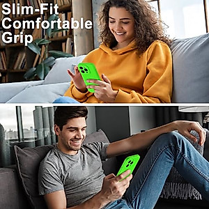 DorisMax for iPhone 14 Pro Max Case with Screen Protector - Upgraded Camera Lens Protector - Soft Full Coverage Liquid Silicone Cover - Scratch-Proof Protective Phone Case 6.7" - Bright Green