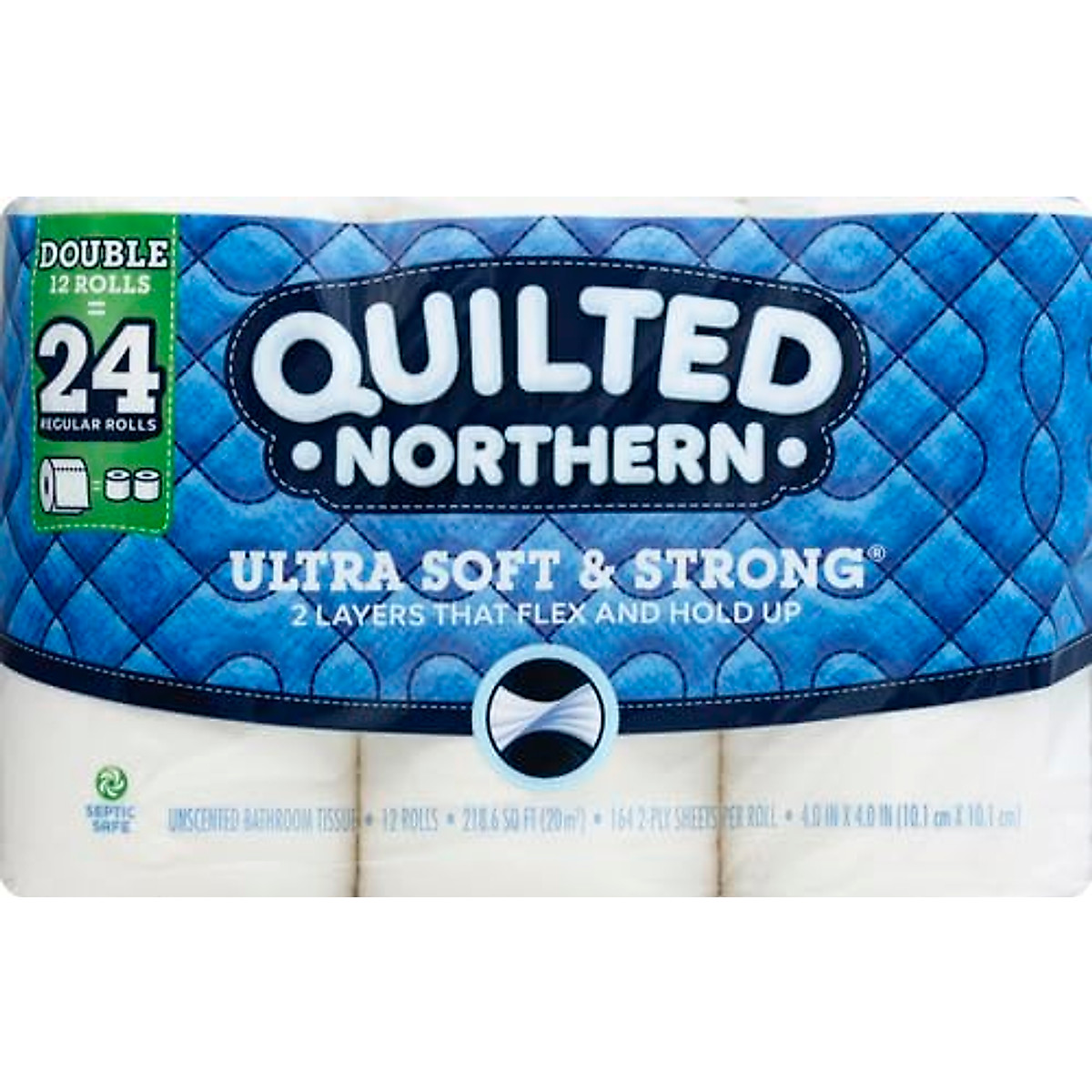 Quilted Northern Ultra Soft & Strong Toilet Paper, Double Rolls, 2-ply, 12 Count (Pack of 1)