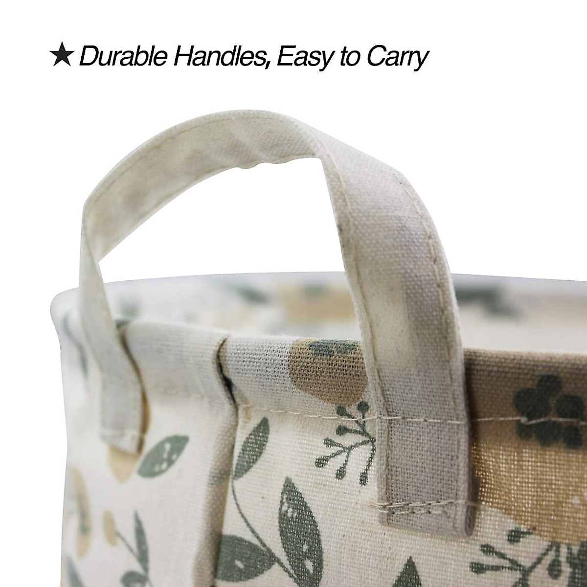 Large Fabric Storage Bins Toys Storage Basket for Baby Nursery, Kids Playroom, Home Organizer, Collapsible Laundry Basket Hamper with Floral Pattern (Green Flowers)