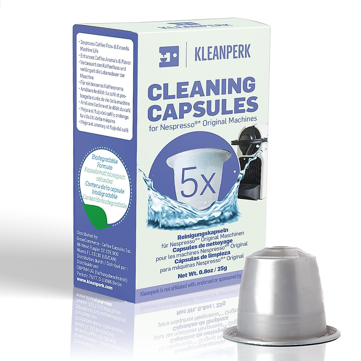 KLEANPERK 5 Pack Compatible Nespresso Cleaning Pods for Nespresso Original Machines I Cleaning Kit for Better Tasting Coffee I Nespresso Machine Cleaner I Easy and Safe to Use