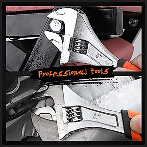 HORUSDY 3-piece Adjustable Wrench Set, 6-Inch 8-Inch & 10-Inch, Metric & SAE Scales, Extra-Wide Jaw Crescent Wrenches Set