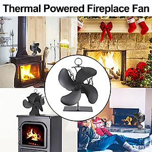 DOMAS 4-Blade Heat Powered Stove Fan for Wood / Log Burner/Fireplace increases 80% more warm air than 2 blade fan