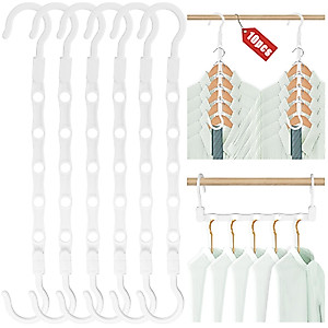 MCPINKY 10PCS Space Saving Hangers, Magic Hangers 5 Holes Sturdy Cascading Hangers Closet Organizers and Storage for College Dorm Room White