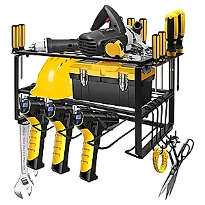 Pehciroe Power Tool Organizer Garage Storage Shelves Heavy Duty Garage Tool Organizer Wall Mount Metal Tool Shelf Utility Storage Rack for Man Worker