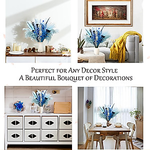 Mifgra Pampas Grass Bouquet , Dried Flower Bouquet,Blue Dried Flowers, Blue Pampas Grass Decor, Blue Flowers Boho Decor Bouquet for Blue Bathroom Decor Home Decor