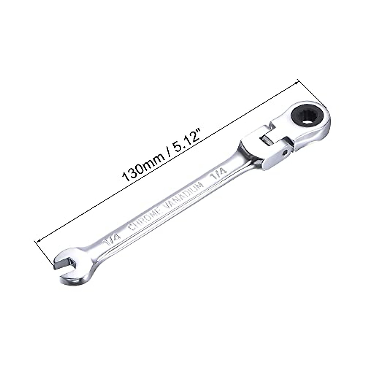 uxcell 1/4 Inch Flex-Head Ratcheting Combination Wrench SAE 72 Teeth 12 Point Ratchet Box Ended Spanner Tools, Cr-V