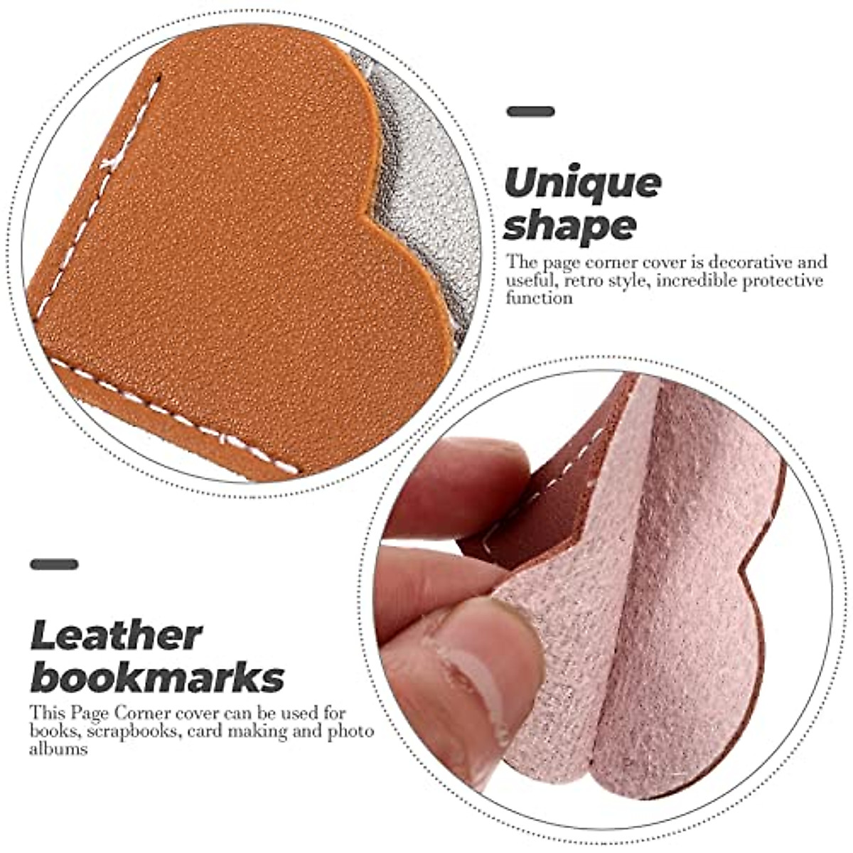 Abaodam 7pcs Leather Heart Bookmark Corner Page Book Marks Protector Cute Handmade Book Reading Gift for Office School Book Lovers Bookworm Present