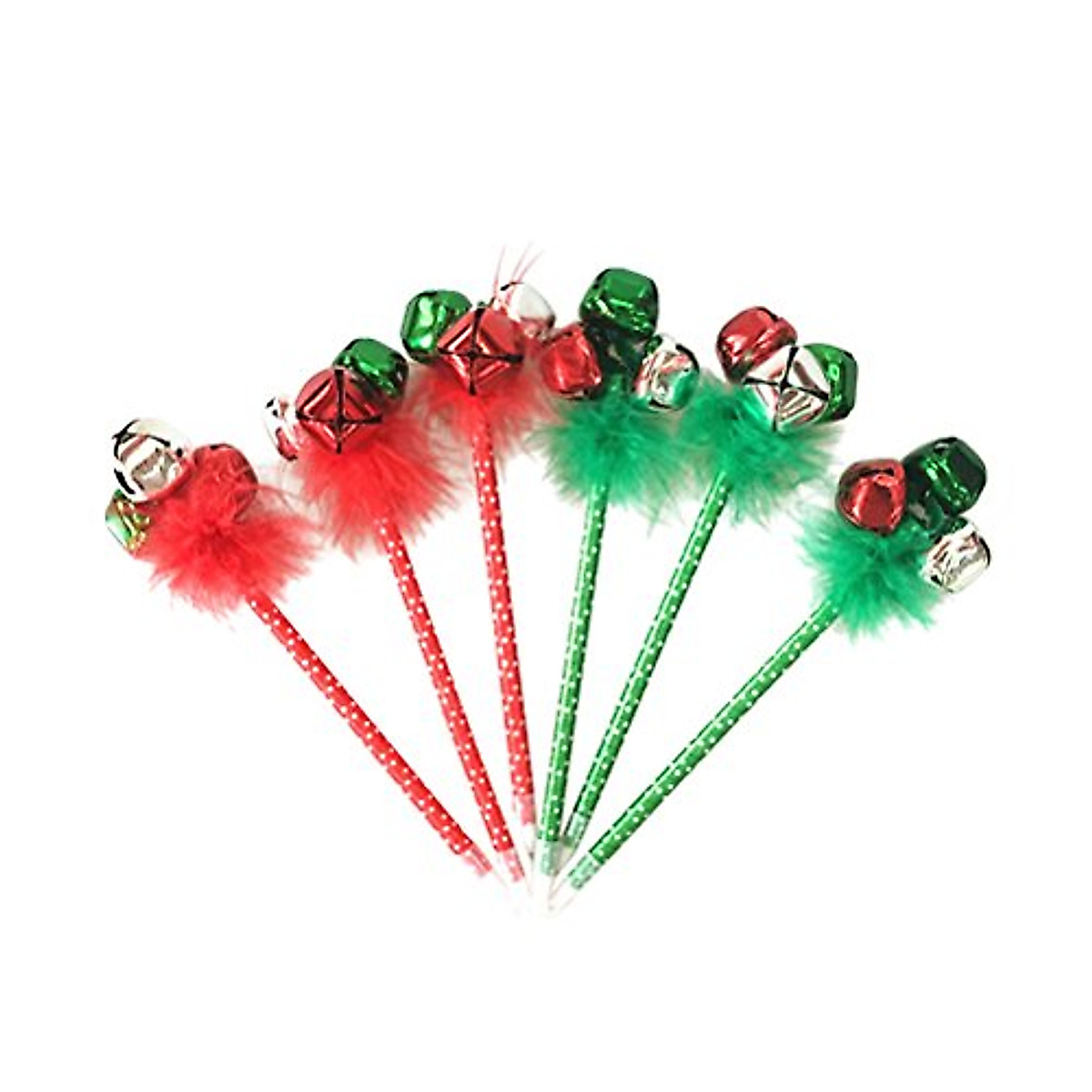 NUOLUX 6Pcs Red and Green Christmas Ballpoint Pen Themed Jingle Bell Pen for Christmas Holiday Festive Party Favors Gift Pens