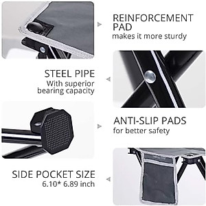 TRIPLE TREE 2 Pack Camping Stool, Grey, 13.8 Inch Portable Folding Stool for Outdoor Walking Hiking Fishing 400 Lbs Capacity with Carry Bag