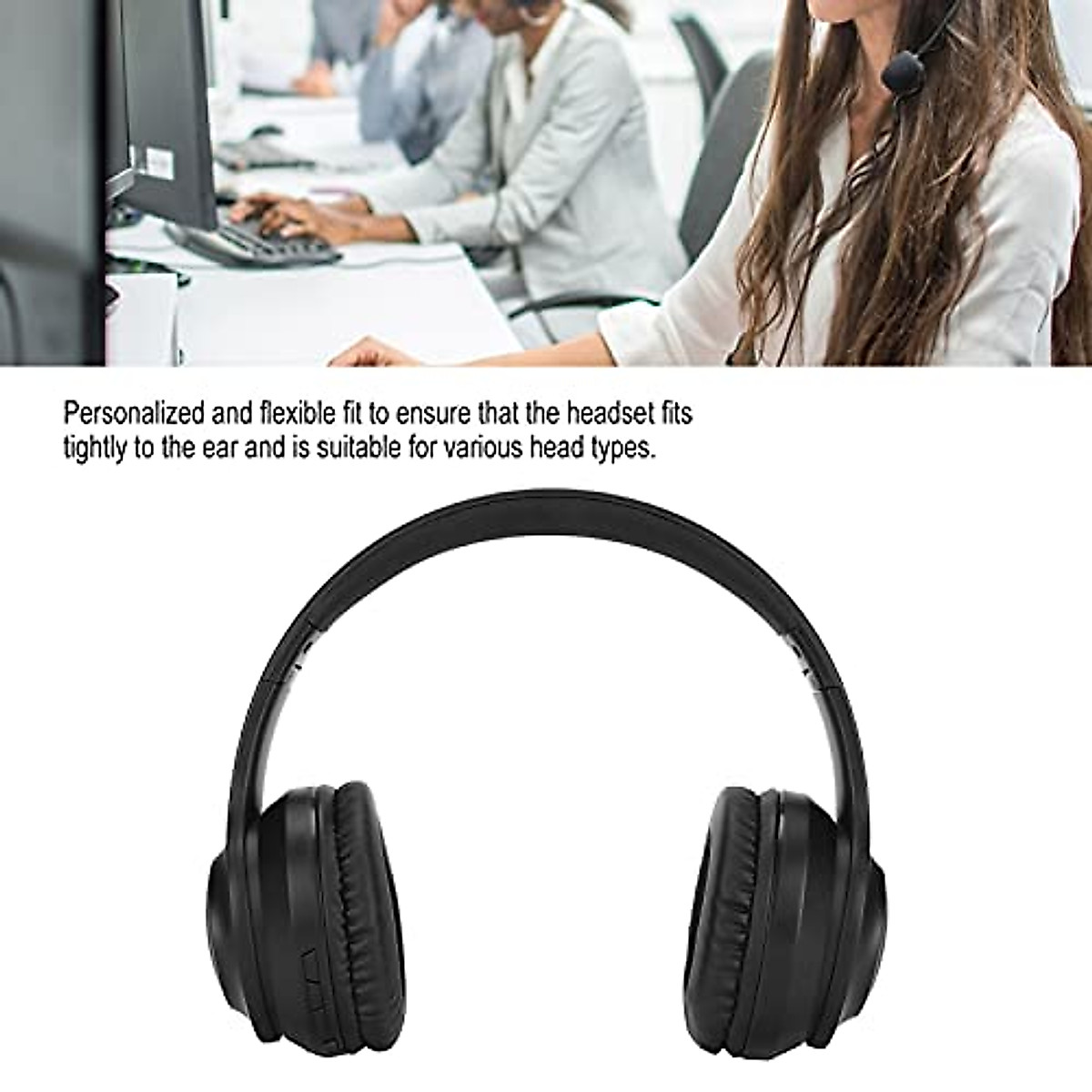 Lazmin112 Foldable Headset,General Head Mounted Wireless Bluetooth 5.0 Noise Canceling Headset Built in Microphone with AUX Audio Interface,Over Ear Headphones