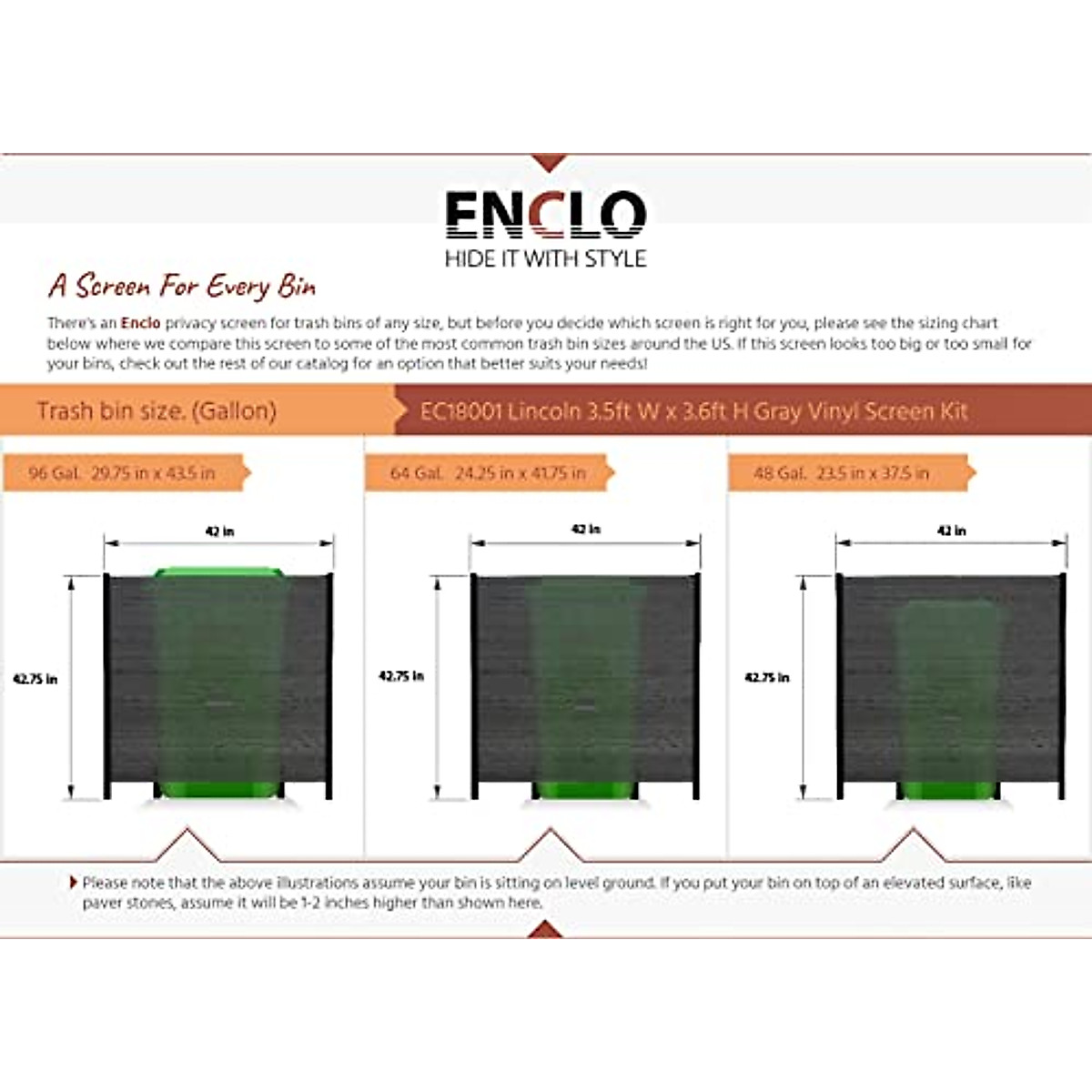 Enclo Privacy Screens 3.5ft H x 3.5ft W EC18002 Woodtek Vinyl Lincoln Outdoor Privacy Fence Panel Screen No-Dig Kit, Charcoal (2-Pack)