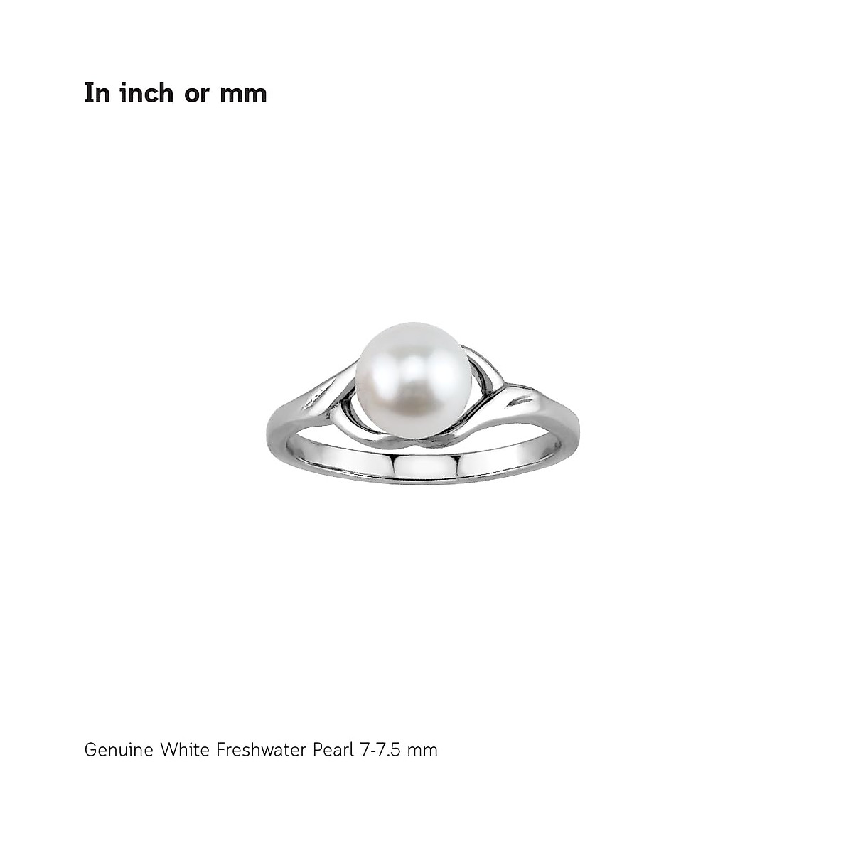 Silvershake White Cultured Freshwater Pearl 925 Sterling Silver Promise Solitaire Ring Size 5