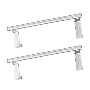 Coufce 23cm / 9 Inch Stainless Steel Kitchen Cabinet Towel Holder, Over Door Towel Rack Bar Holder, Towel Rack with Hooks for Bathroom, Over Cabinet Cupboard Doors(2Pcs)
