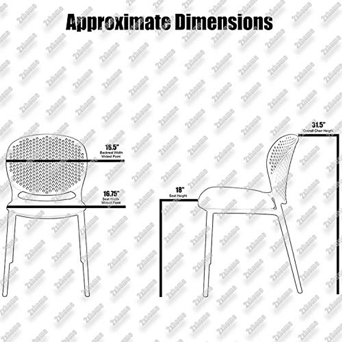 2xhome Set of 3 Modern Pool Patio Chairs, Plastic Armless Dining Side Chairs for Indoor or Outdoor Use, White