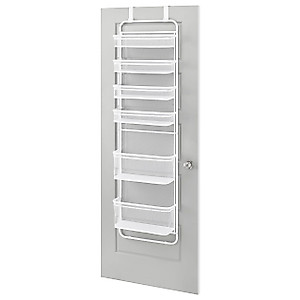 Whitmor Over The Door Organizer - 6 Sections - Pantry, Bathroom, Accessory Organizer - Metal and Mesh - White