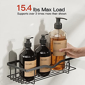 AMADA HOMEFURNISHING Shower Caddy, Shower Organizer with Soap Holder, Optional Towel Bar, Removable Hooks, Stainless Steel Shower Shelves for Bathroom, Kitchen, Tool-Free Assembly, Set of 3, AMHSR03B