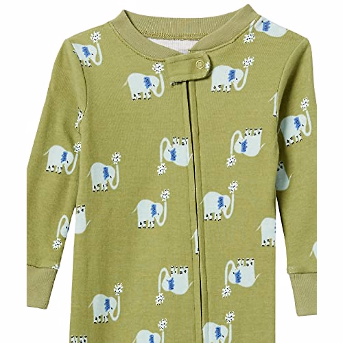 Amazon Essentials Baby Boys' Snug-Fit Cotton Footed Sleeper Pajamas, Pack of 3, Elephants, 12 Months