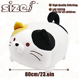 Ratoher 23.6in Cat Plush Toy, Cute Cat Stuffed Animal, Kawaii Cat Plushie Doll Valentine Plush, Soft Loving Cat Plush Valentines Day Stuffed Animals Gift for Kids Lover