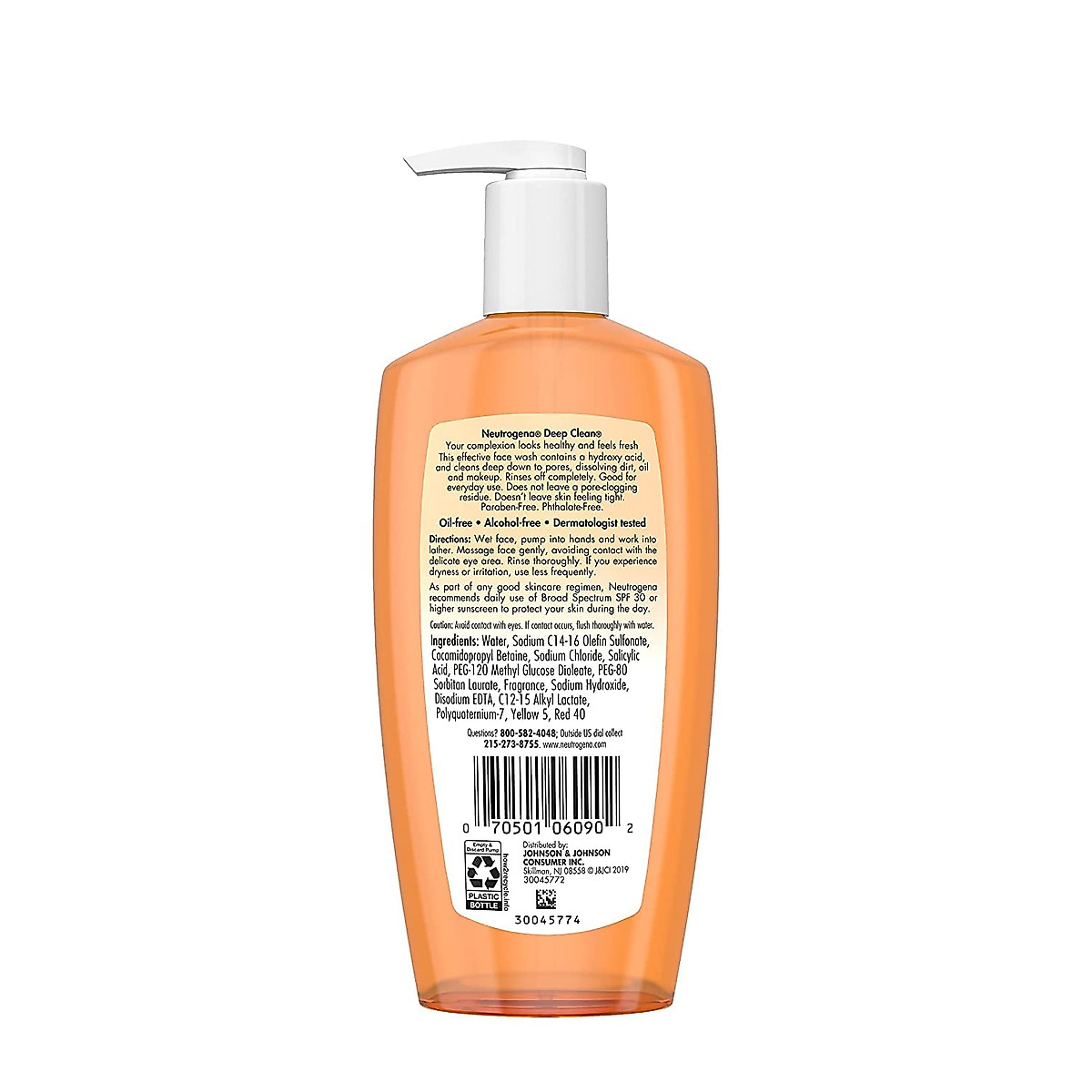 Neutrogena Deep Clean Facial Cleanser, Normal to Oily Skin 6.70 oz (Pack of 4)