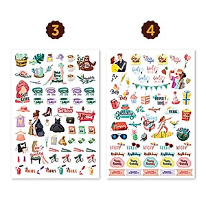 Oriday New Daily Happy Planner Sticker Pack- 500+ Cute Agenda Sticker Sets for Journaling, Decorating, Budget Planner, School Supply, Calendar Stickers for Adults Planner, Female Empowerment