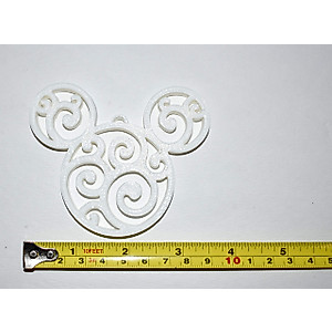 Themed Magical Mouse Head Ears Swirl Design Cartoon Character Hanging Ornament Holiday Christmas Decor 3D Printed Made in USA PR2235 (White)