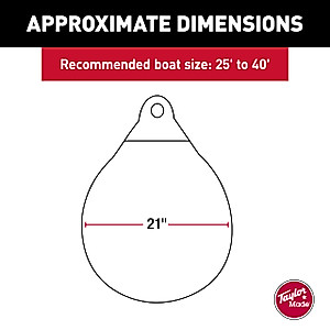 TAYLOR MADE PRODUCTS Tuff End Buoy, Orange (21") – Flexible, Strong, Marine-Grade Vinyl Buoy for 25-40 Foot Boats – Easy-to-use, Trivalve™ Inflates with Standard Ball Pump – 2020108091