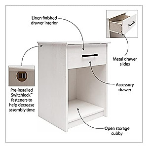 Ameriwood Home Edgewater Nightstand with Drawer, Grey Oak