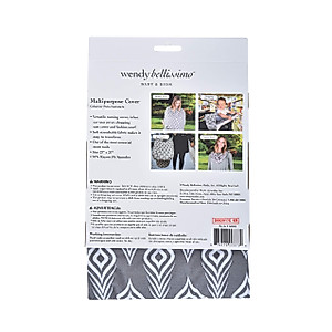 Wendy Bellissimo Multipurpose Shopping Cart and Highchair Cover, Nursing Cover, can be Used as Scarf, Infant Car Seat Cover, Feather Printing
