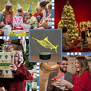 Lampeez Ocean Sea Animals 3D Lamp Kits,Dolphin, Marlin,Shark,Whale 3D Night Light for Kids (4 Patterns) with Remote Control & 16 Colors Changing & Dimmable Function & Xmas Birthday Gifts for Boy Girl