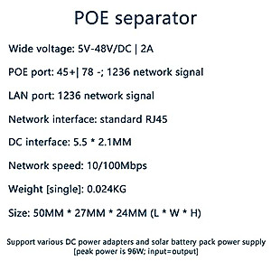 CERRXIAN 100M POE Combiner Adapter, Active PoE Splitter Power Over Ethernet, POE Power Supply Module 5-48v for CPE Wireless AP Monitoring Etc(2-Pack)