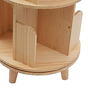 WOQLIBE Rotating Bookshelf Tower, 6 Tier Corner Storage Rack for Small Space, Round Bookshelf with Storage, Spinning Bookshelf Organizer, Narrow Book Shelf for Living Room, Office, Kids Room