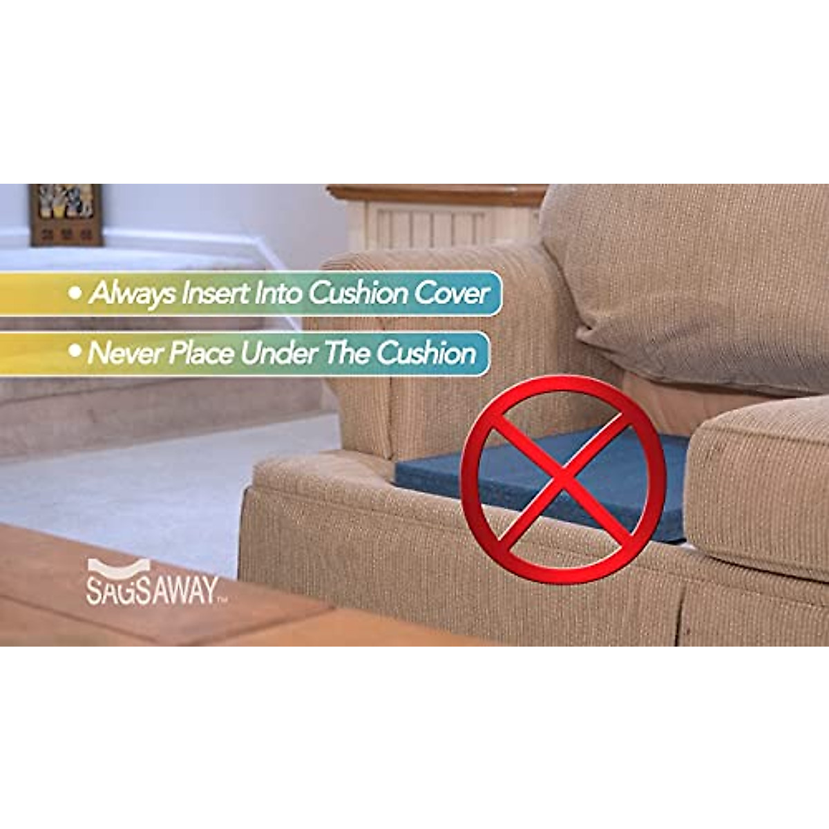 SagsAway Regular 1.5in Thick Cushion Insert and .5in Posture Zone for Immediate Lasting Support of 1 Saggy Seat. Military Grade Foam Adds Thickness, Delay Replacing Sofa