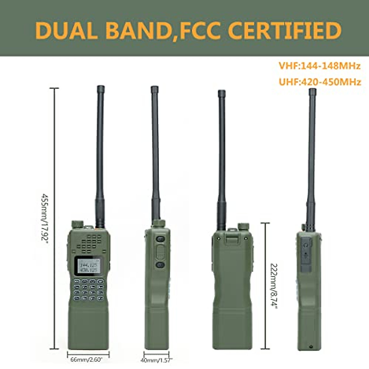 Baofeng AR-15210W High Power Ham Radio Portable Tactical Two Way Radio Long Range Walkie Talkie 12000mAh Battery Full Kits (Green)