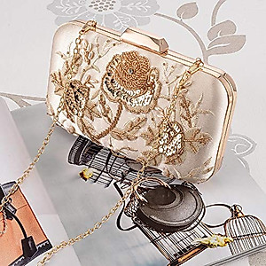 UBORSE Embroidery Sequin Beaded Clutch Purses for Women Evening Bags Formal Party Wedding Purses Prom Cocktail Party Handbags