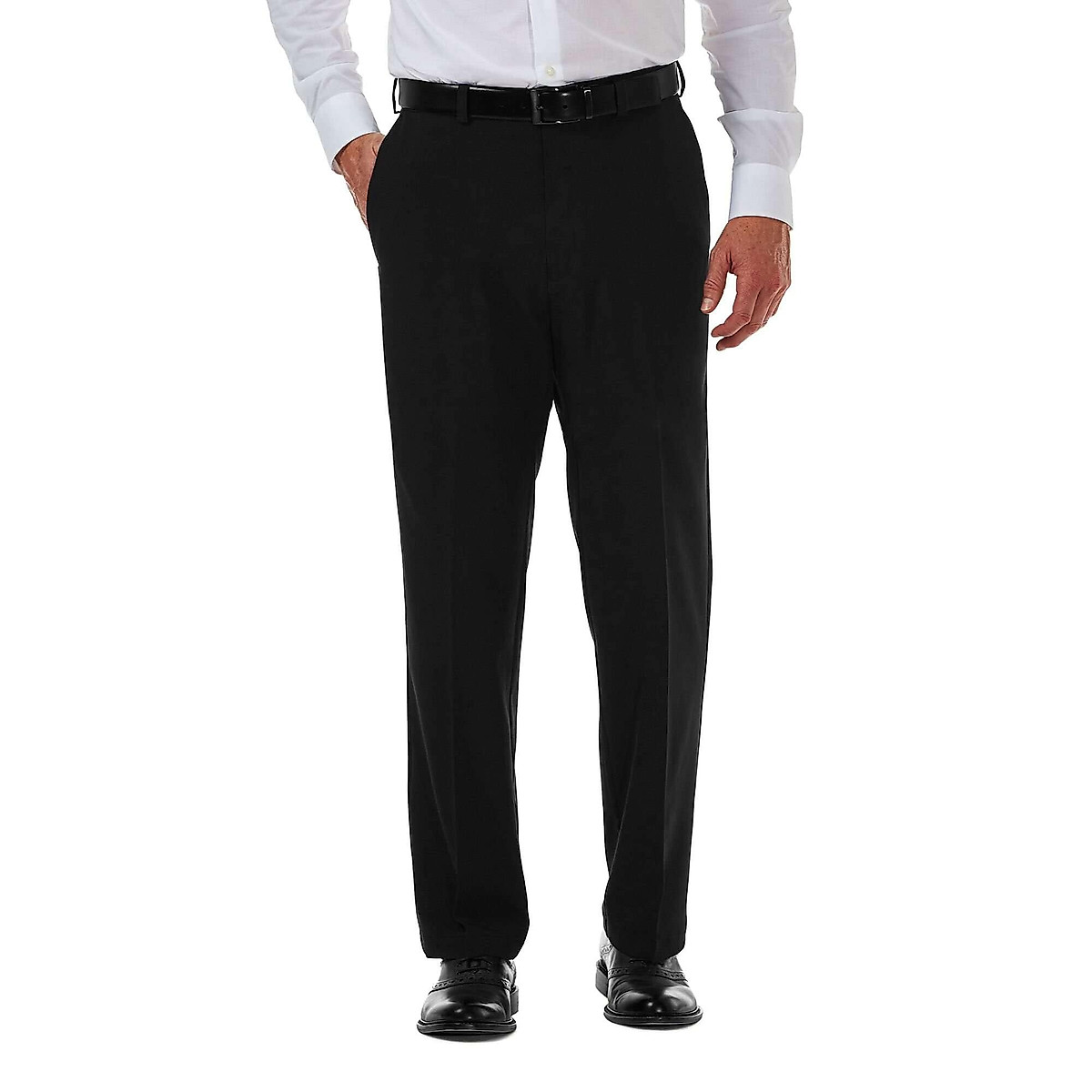 Haggar Men's Cool 18 Pro Classic Fit Flat Front Pant - Regular and Big & Tall Sizes, Black, 32W x 32L