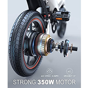 Sailnovo Electric Bike, Electric Bicycle with 18.5mph Electric Bikes for Adults Teens E Bike with Pedals, 14" Waterproof Folding Mini Bikes with Dual Disc Brakes