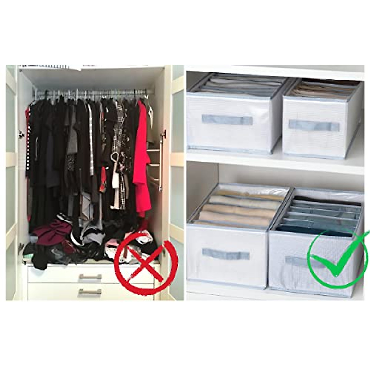 Pants Jeans Clothes Organizer Drawer for Wardrobe Folded Closet Organizers Storage Bins Washable Foldable Compartment Bedroom Separation Baskets Organization Jean Skirts Legging Sweater Dresses T-shirts Baskets Clothing (1)