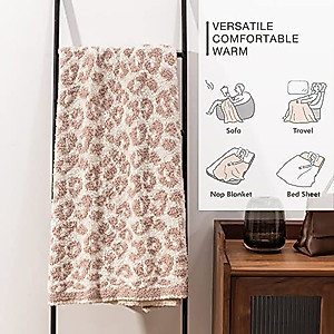 DOOWELL Throw Blanket, Leopard Print Ultra Soft Fleece Blanket, Suitable for Chair Sofa Couch Bed Travel Blanket(50"x70", Cream)