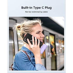 Kuulaa Portable Charger USB C Power Bank 4500mAh Small Portable Phone Charger Android Compact Plug in Battery Pack Portable Compatible with iPhone 15, Samsung Galaxy, Moto, LG, Pixel, Purple