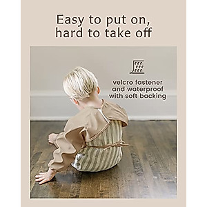 WILLOW + SIM Long Sleeve Baby Bibs - Wipe Clean, Washable with Food Catcher - Long Sleeve Bib for Babies, Toddler - Parchment