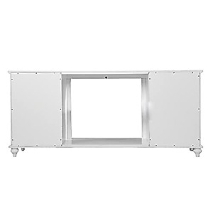 SEI Furniture Maldina Electric Fireplace TV Stand for TVs up to 56 Inches with Color Changing LED Flame, White