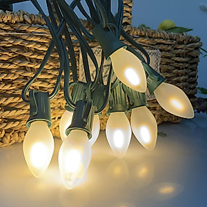 SUNSGNE C7 LED Christmas Night Light Bulbs, 0.6 Watt LED Frosted Replacement Bulbs fits E12 Candelabra Base Socket, Small Light Bulb for Indoor Outdoor Decor, Frosted White, 25 Pack