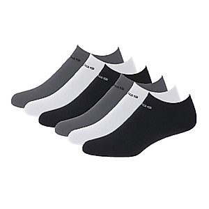 Adidas Women's Superlite No Show Socks (Pack of 6) (Women's Sock size (5-10), Black/White/Grey)