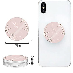 Cell Phone Stand Finger Holder - Pink Heart Rose Gold White Marble (3 Pack)